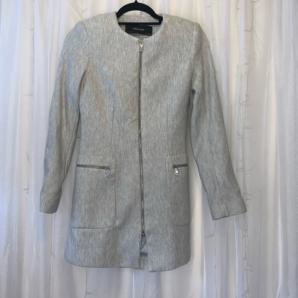 Zara | Jackets & Coats | Zara Gray Marled Herringbone Peacoat | Poshmark